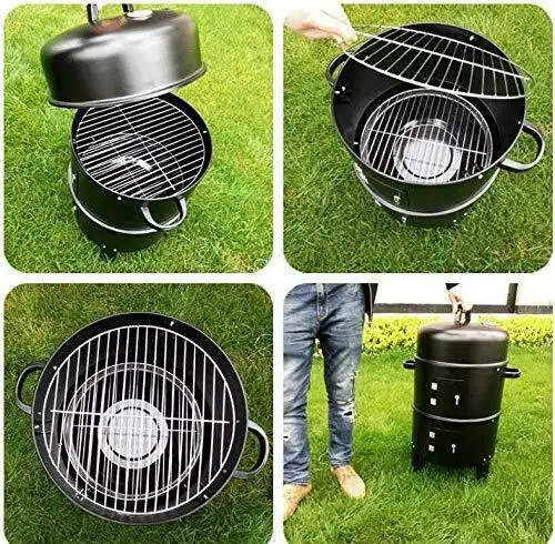 Hot Sale 3-layer BBQ Grill Tower Vertical Barrel Charcoal BBQ Smokeless ...