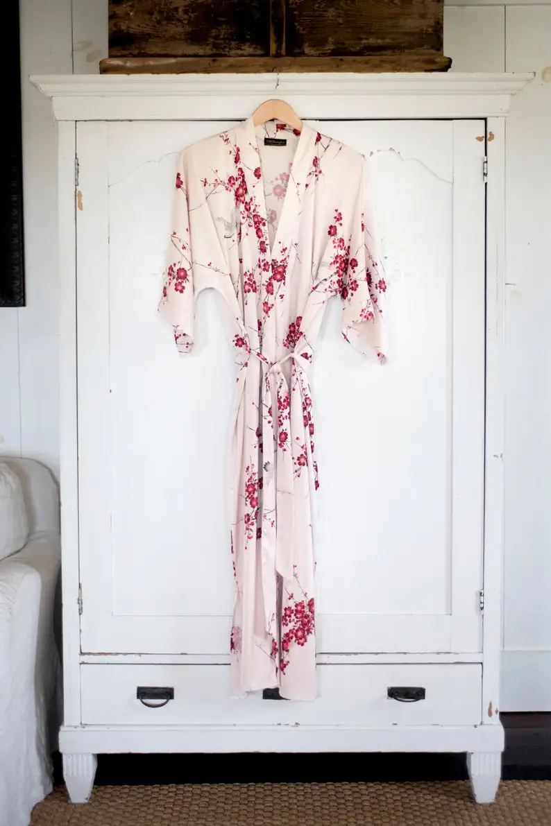 Kimono Robe Peony & Butterfly Long Robecharmeuse Collection Robes For ...