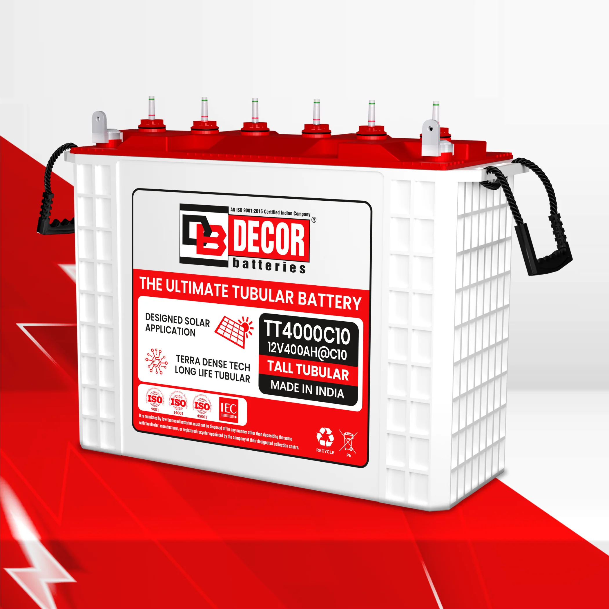 DECOR 12V 400+Ah C10 Solar Tubular Inverter Battery Superior ...