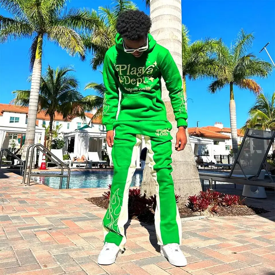 Custom 3d Puff Print Sweat Suits Two Pieces Fleece Tracksuit Set ...