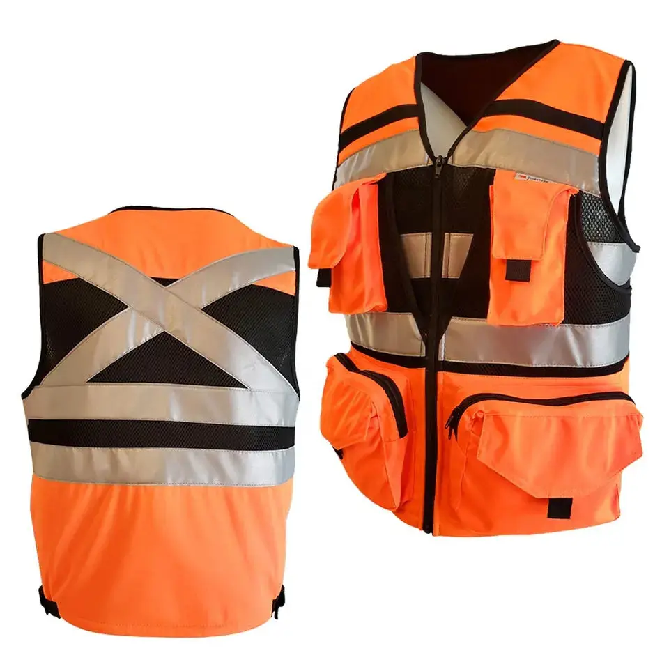 Hi Vis Road Safety Reflective Vest Outdoor Use Men Safety Vest Security ...