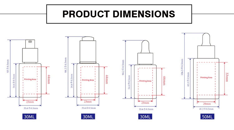 Luxury 30ml 50ml 1oz Ounce Skincare Cosmetic Packaging square Glass ...