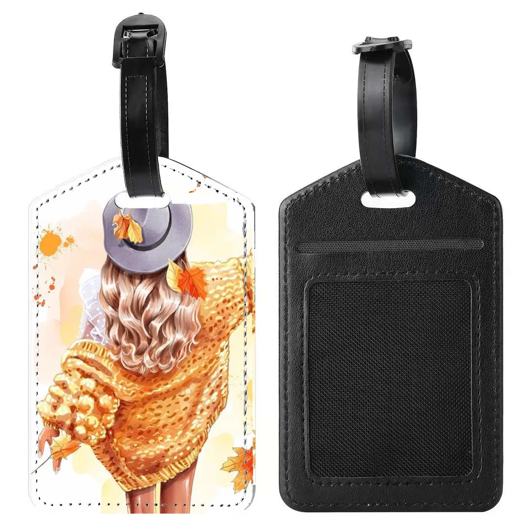 Single Sided Blank Sublimation Leather Luggage Tag With Card Slot For ...