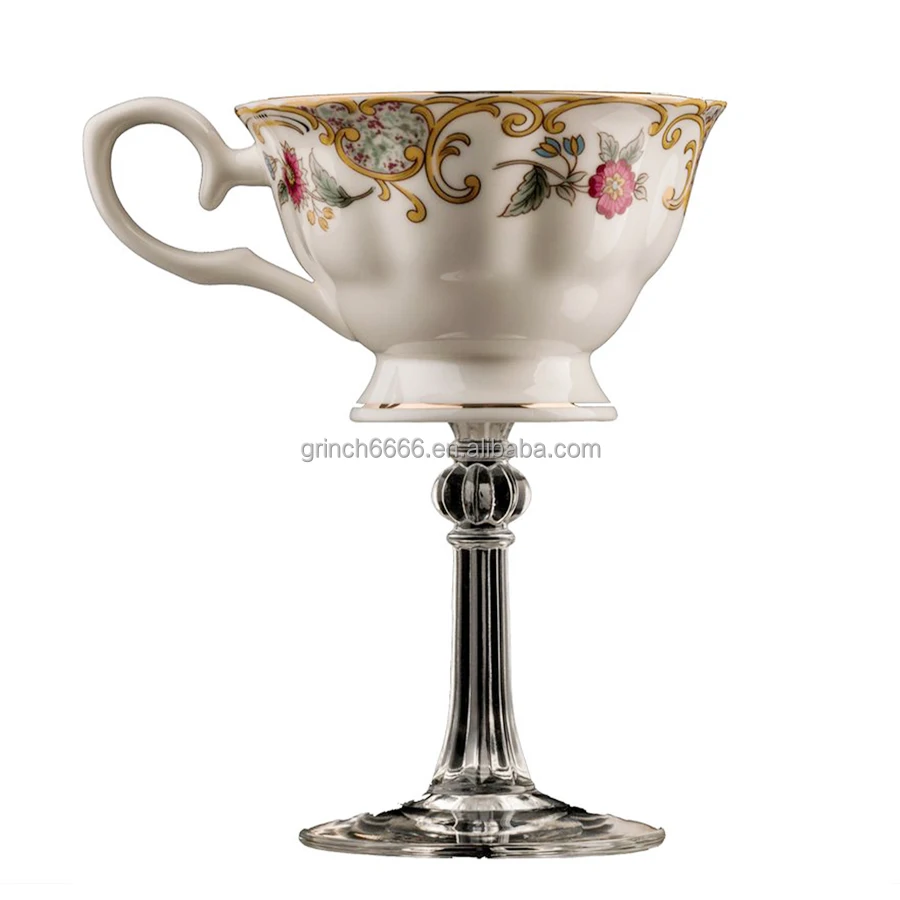Ceramic Tall Tea Cup Long Stem Porcelain Cocktail Cup - Buy Tall Tea ...