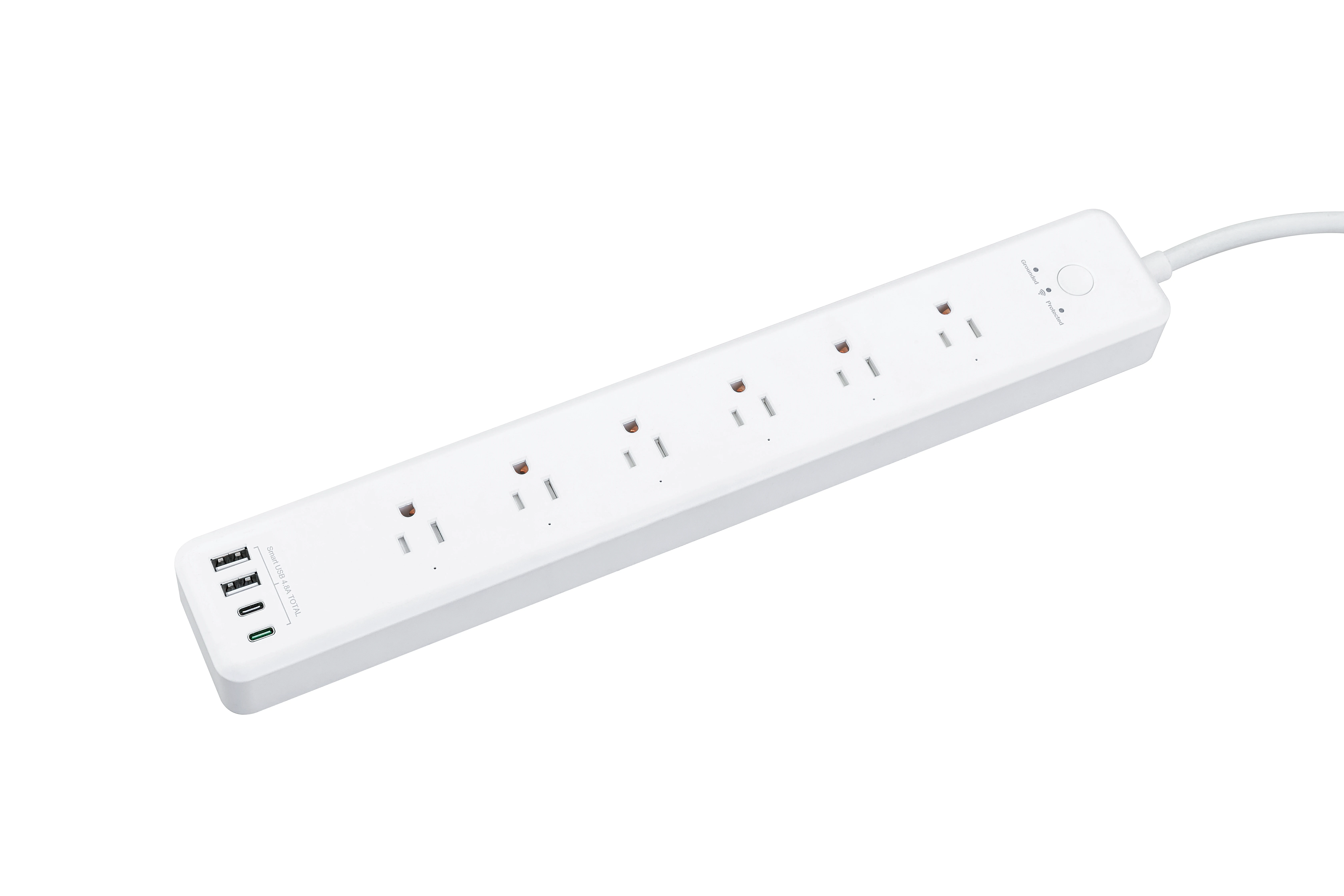 2023 New Simple Style Bnps-60/u160wt 6 Way Power Strip With 4 Usb Ports ...