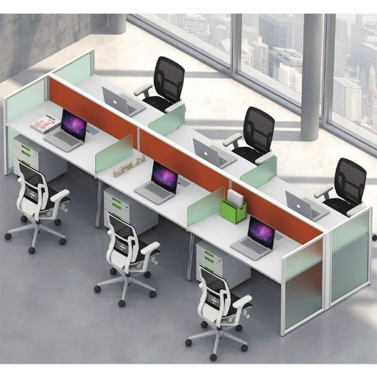 模块化办公桌呼叫中心隔间6人工作站办公桌带钢腿和屏幕的办公家具| Alibaba.com