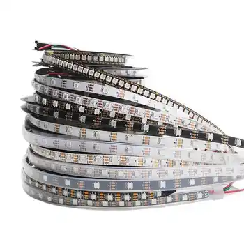Addressable Ws2812b Flexible Digital Rgb Led Pixel Strip Ic 5v 12v 24v 30led 60led 144led Ip30 ...