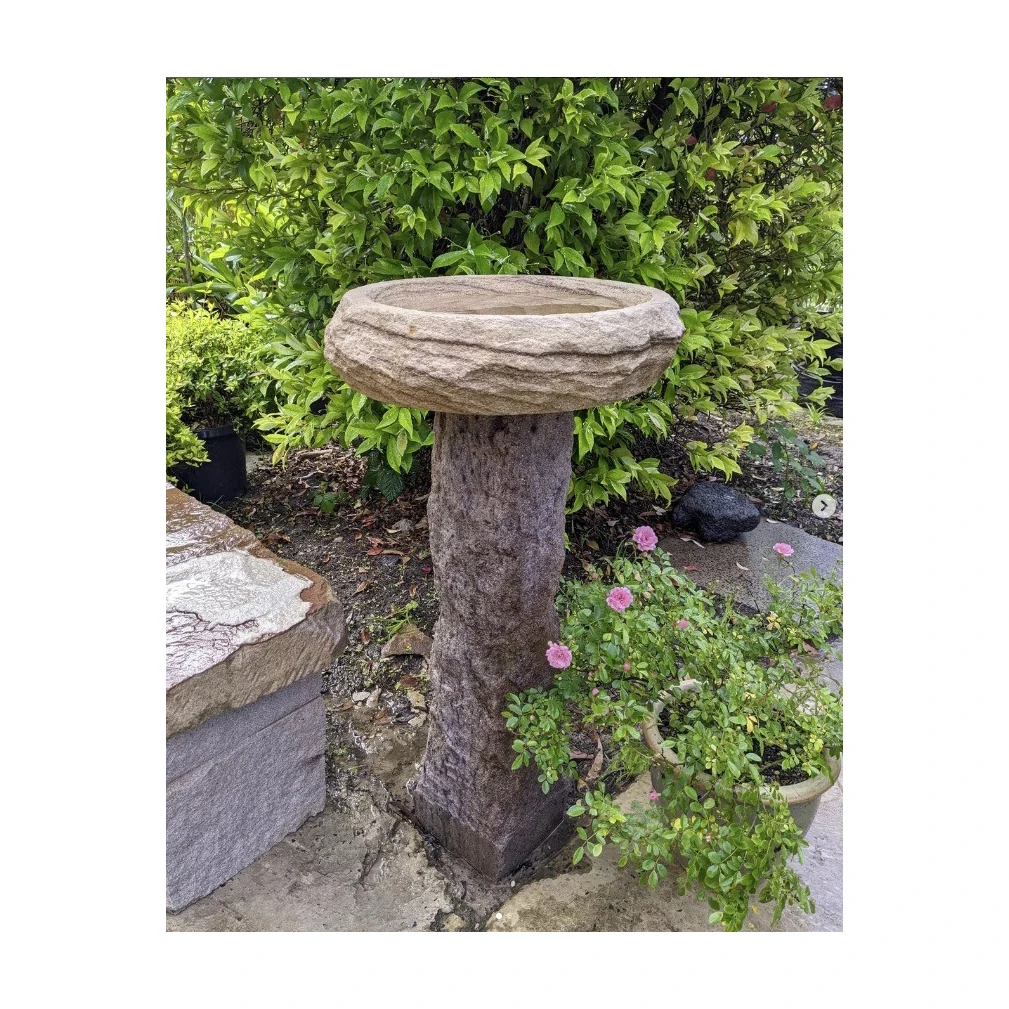 Outdoor Garden Decoration Natural Basalt Granite Stone Carved Bird Bath ...