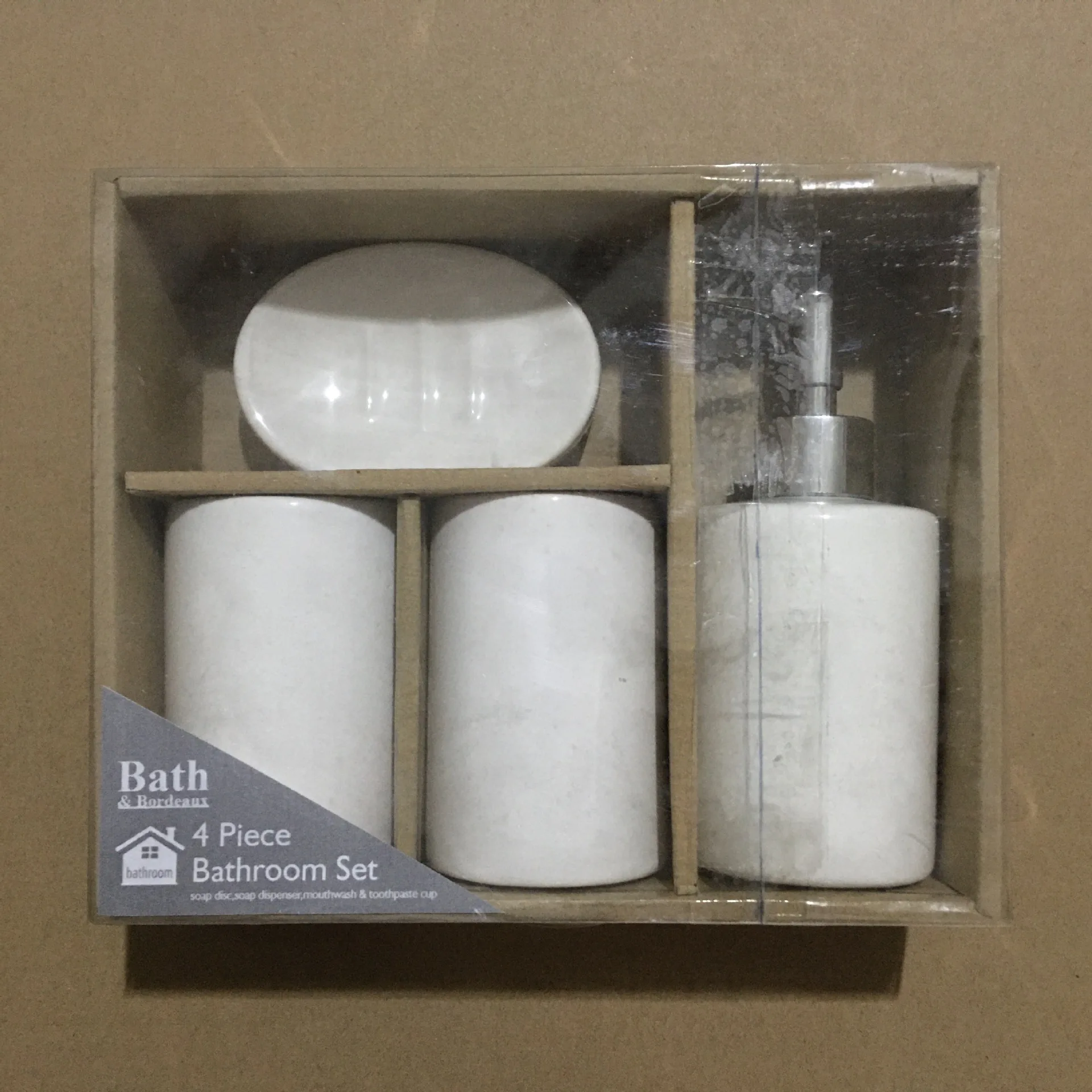 European Style Simple Ceramic White Four-Piece Bath Set Bathroom ...
