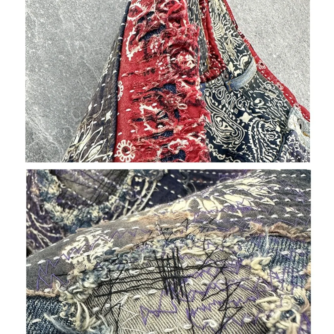 SENSE Customized Heavy Distressed Repaired Boro Kapital Men Denim Jeans ...