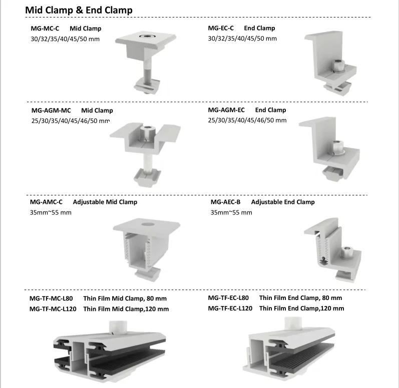 Solar Pv Mounting Roof Bracket End Clamp Fixing Solar Panel Aluminum ...