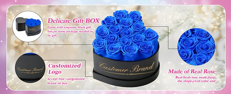 16 Pcs Infinity Flower Head Eternal Rosas Preserved Rose in Heart Shape ...