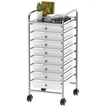 8 Drawer Mobile Utility Rolling Multipurpose Organizer Storage Cart ...