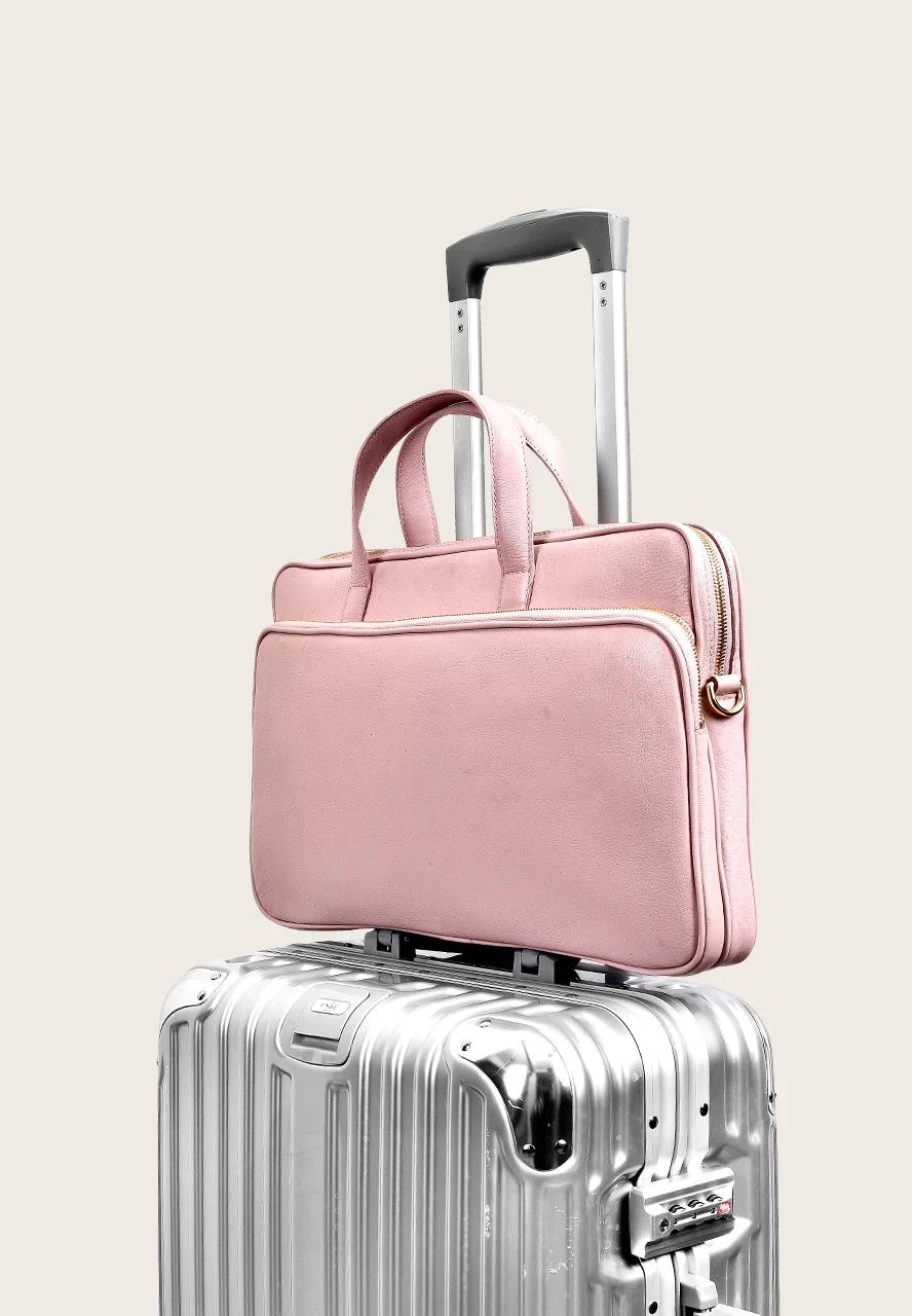 Premium Laptop Bag Pink Genuine Leather Bag For Women Leather 15 Inches ...