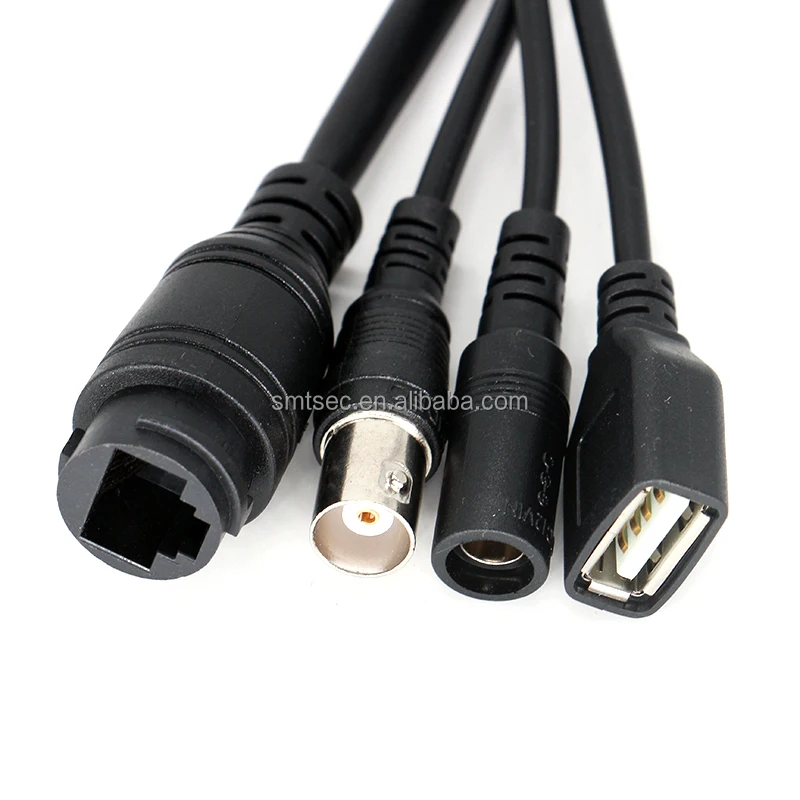 Rj45+dc+usb+bnc Network Cable Waterproof Connector Cctv Cable Cctv ...