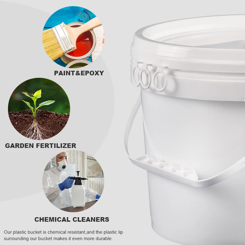 Heavy Duty Custom Printing 6L Food Grade Plastic Bucket White with ...