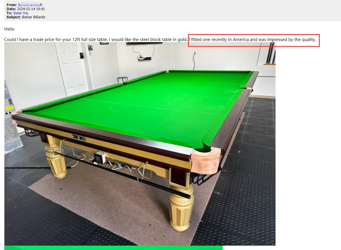 Strachan Snooker Table Price - XINGJUE 12FT Original Cloth
