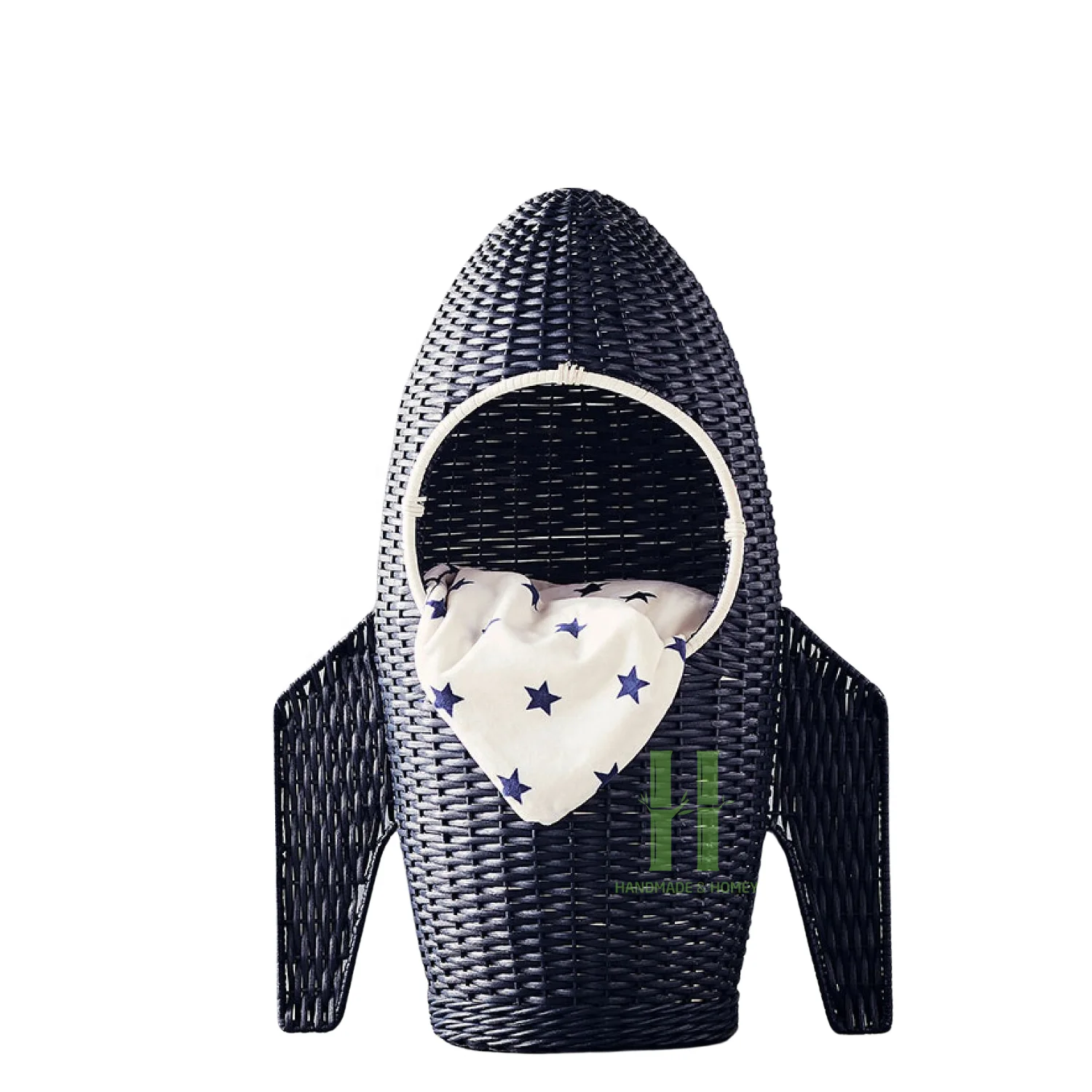 Black Rocket Hamper Bamboo Storage Baskets Eco Friendly 6-10L Capacity ...