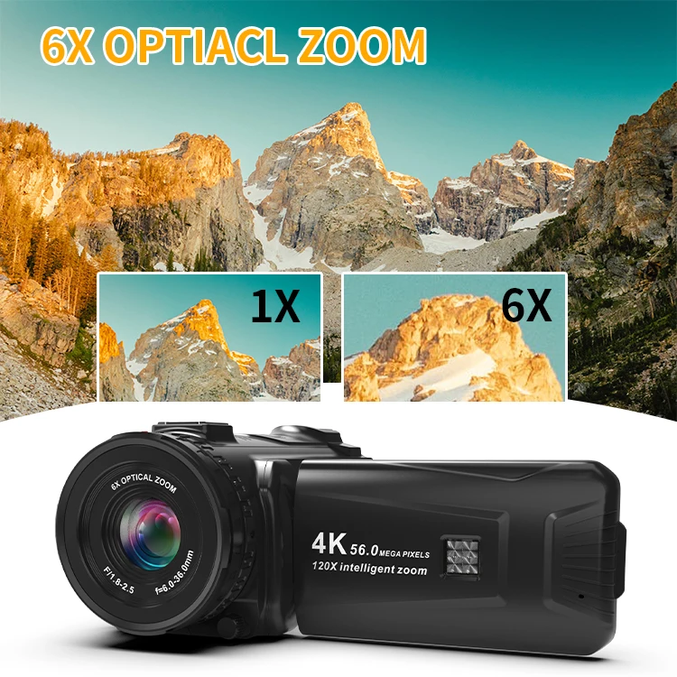 Professional 4K Home Recording Camera with 6X Zoom