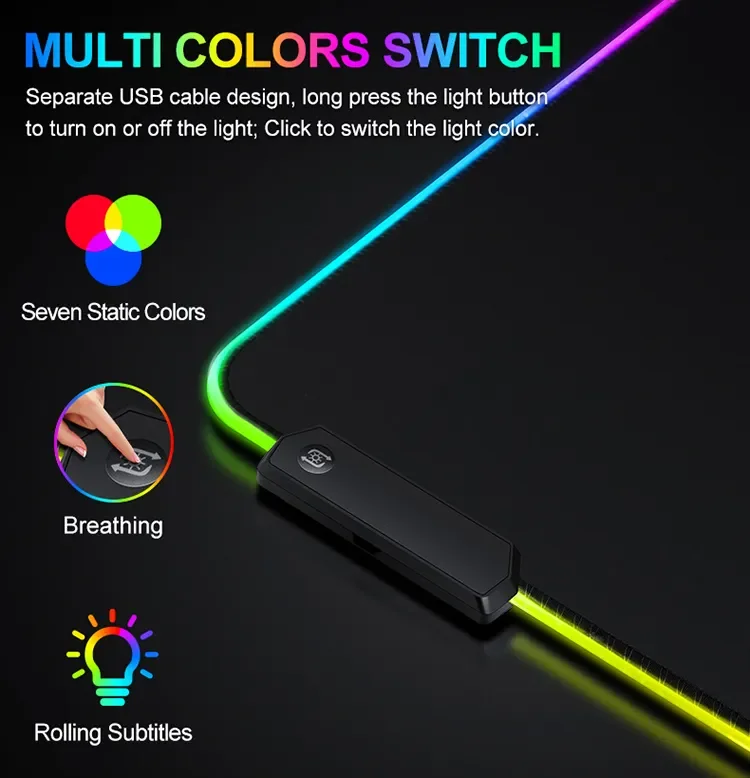 Custom Gaming Mouse Mats - RGB LED Lighting & Anti-slip
