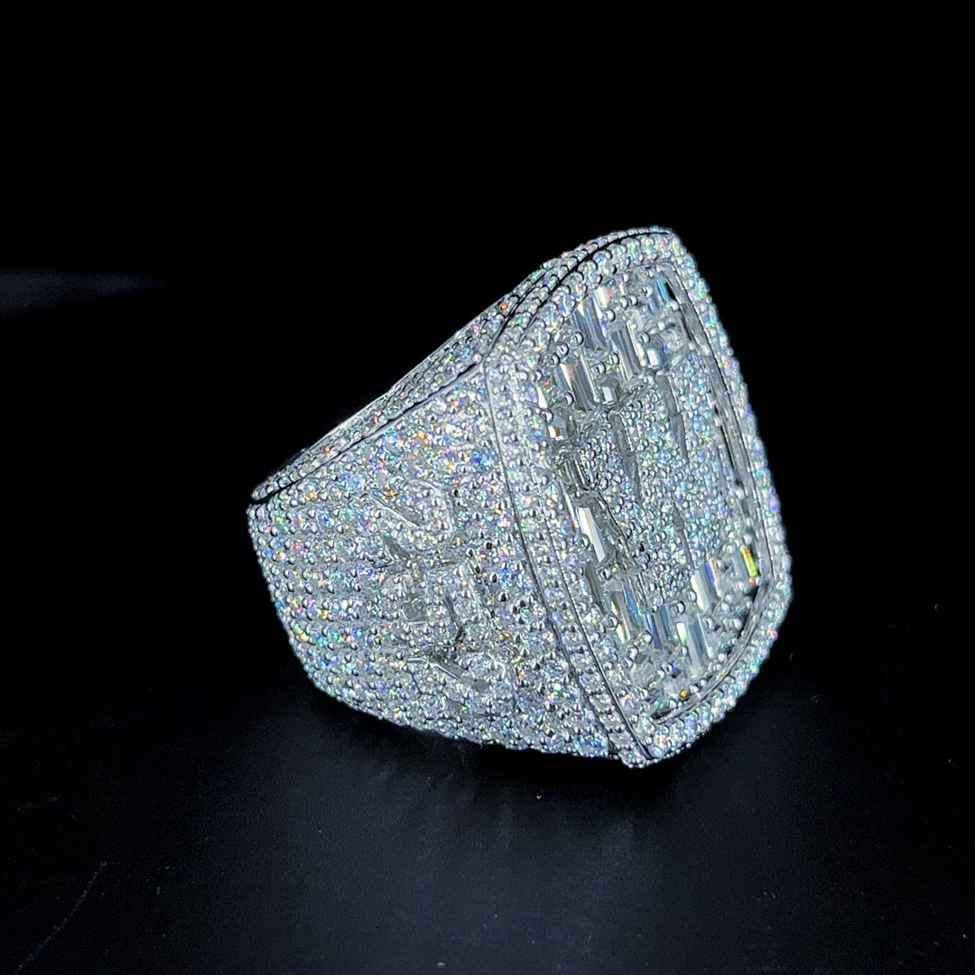 Iced Out Personalized Name Rings For Men Vvs Moissanite Diamond Initial ...