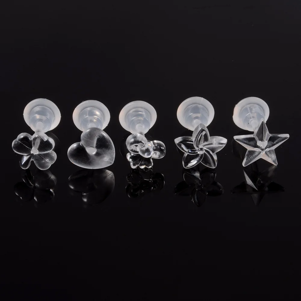 Poennis Acrylic Earlobe Cartilage Piercing Retainers Clear Plastic ...