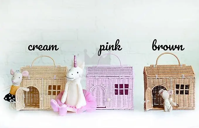 Rool Rattan House Shaped Basket - Boho Dollhouse Gift