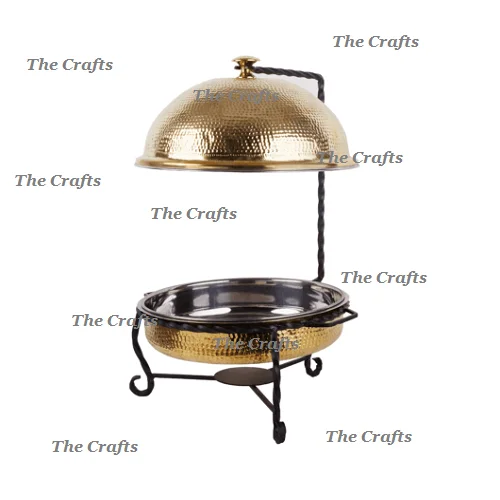 Floral Design Brass & Steel Hammered Chafing Dish With Oval Shape ...