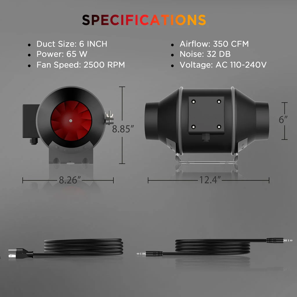 Sunplus Smart Filter Ducting Ventilation Kit Speed Control Grow Tent ...