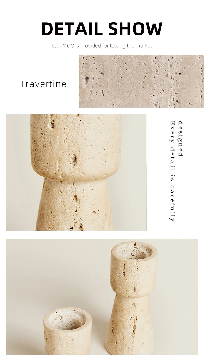 Christmas Hot Sales Unique Design Luxury Empty Beige Travertine Candle ...