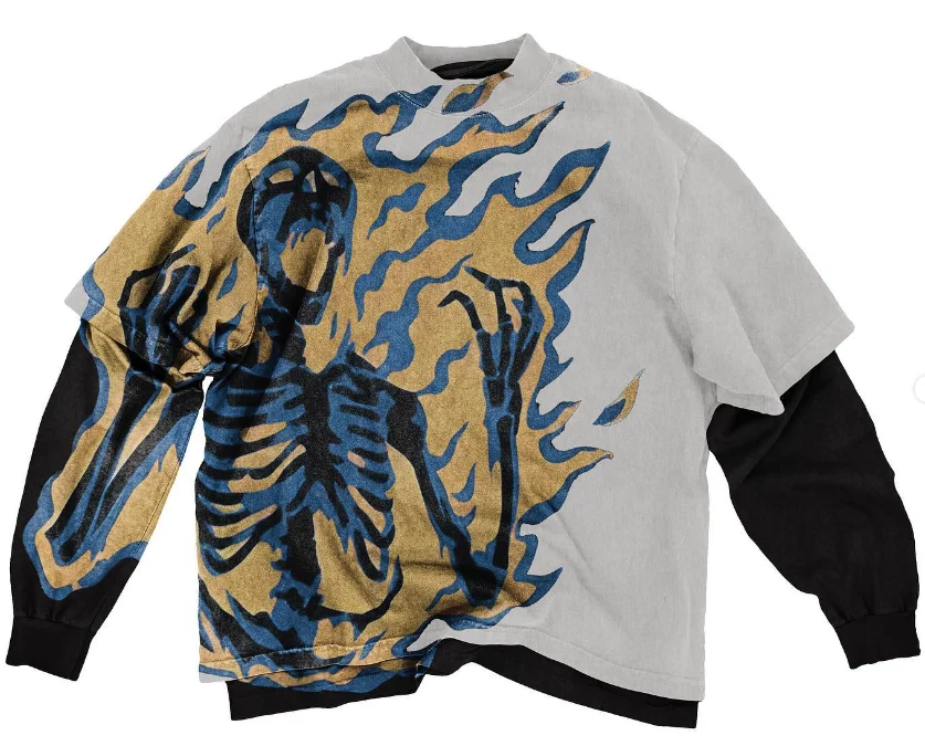 Custom Double Layered Mock Neck T Shirt Graphic Tee 100% Cotton Double ...