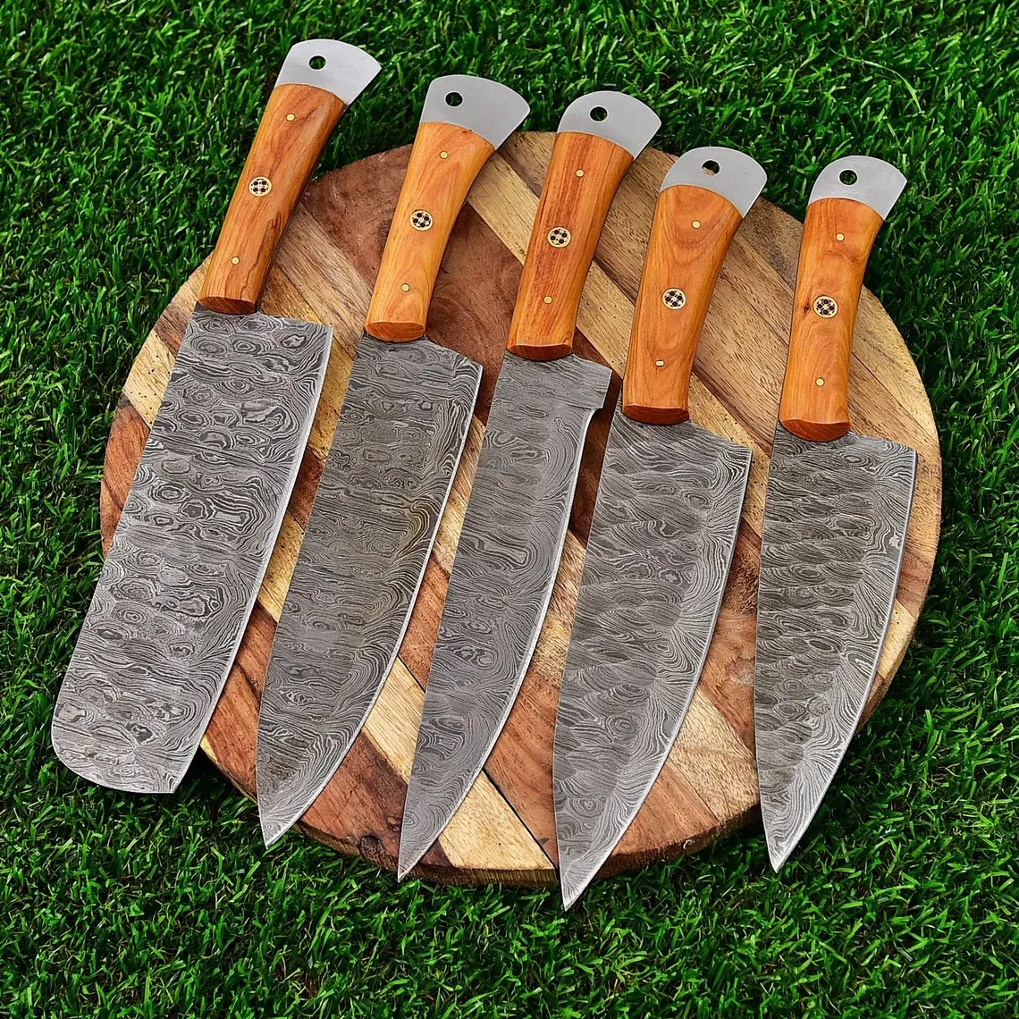 High Quality Hand Made Damascus Steel Chef Knife Set Custom Handmade ...