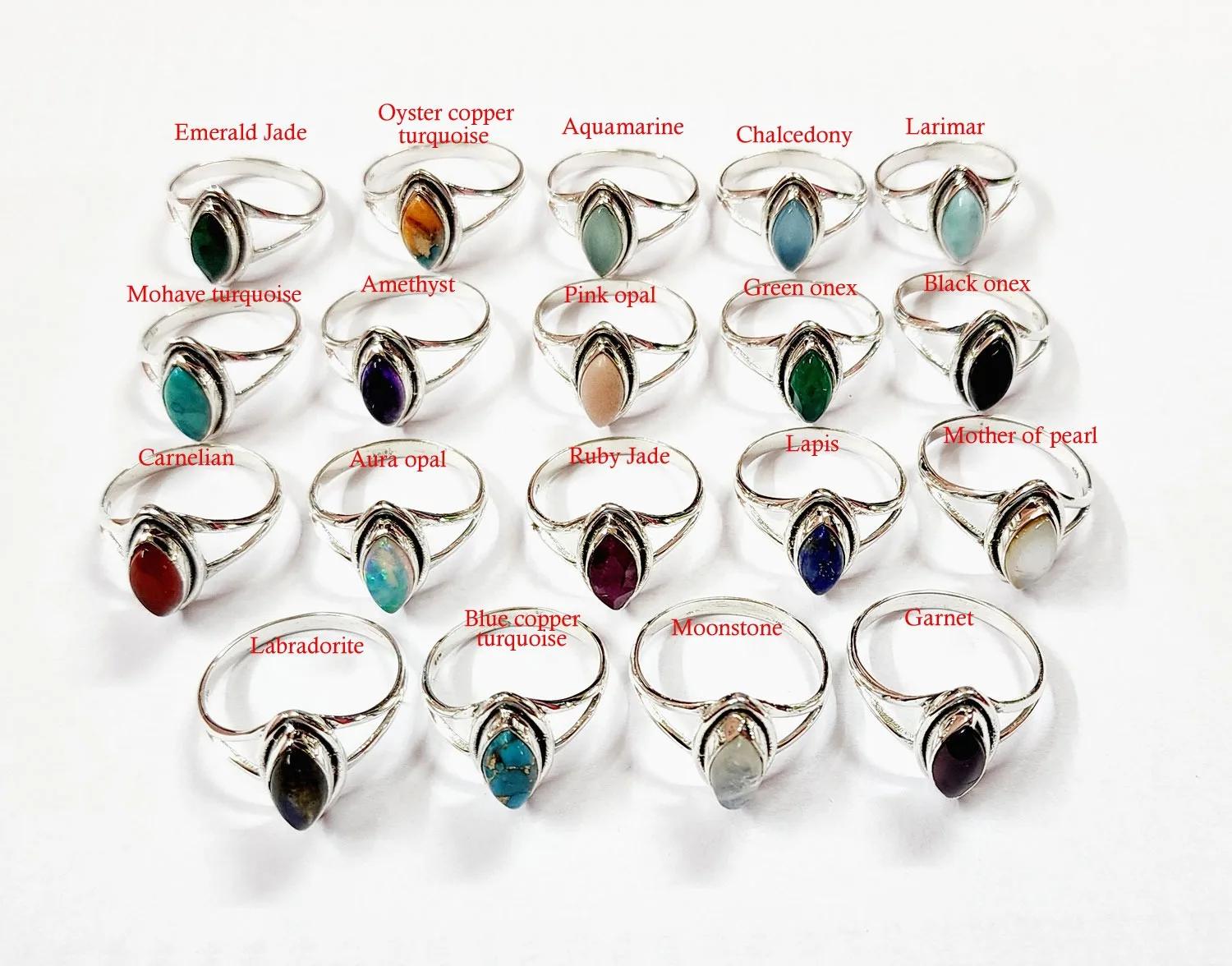 New Trending Multi Gemstones Rings Lot 925 Sterling Silver Mix Shape Rings Lot Bulk Hand ...