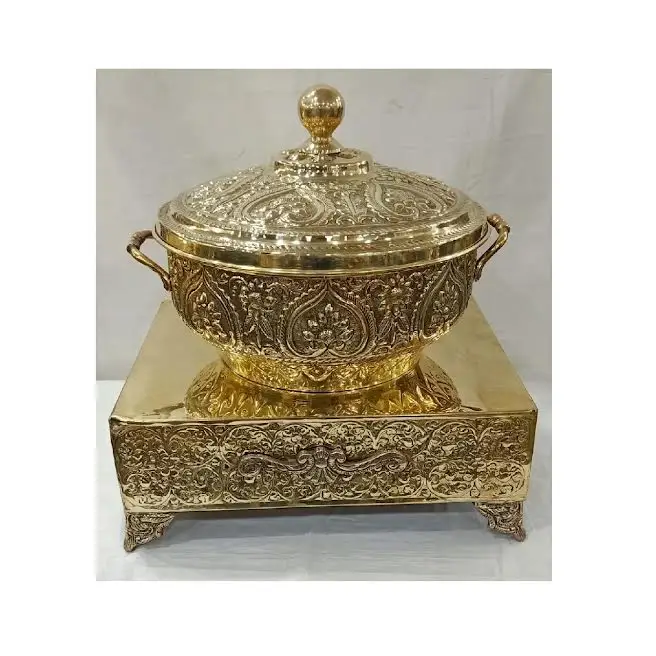 Gold Brass Embossed Chafing Dish Buffet Set Gold/chafing Dish Buffet ...