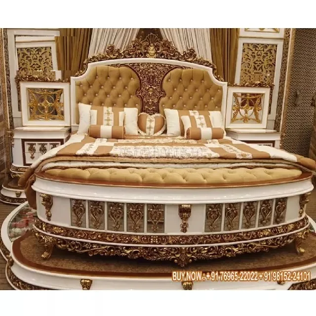 Designer Taj King Size Bed & Bedroom Furniture Antique Fully Carved Bed ...