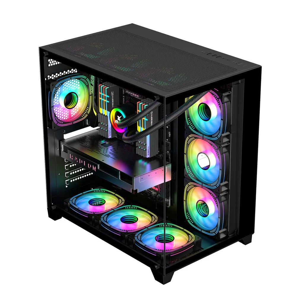 ATX PC Case Full Tower Gaming Computer Chassis - 270° Glass