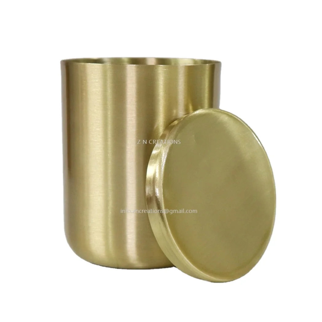 Custom Luxury Brass Gold Candle Jar With Lid 8oz 10oz 12oz 16oz Empty ...
