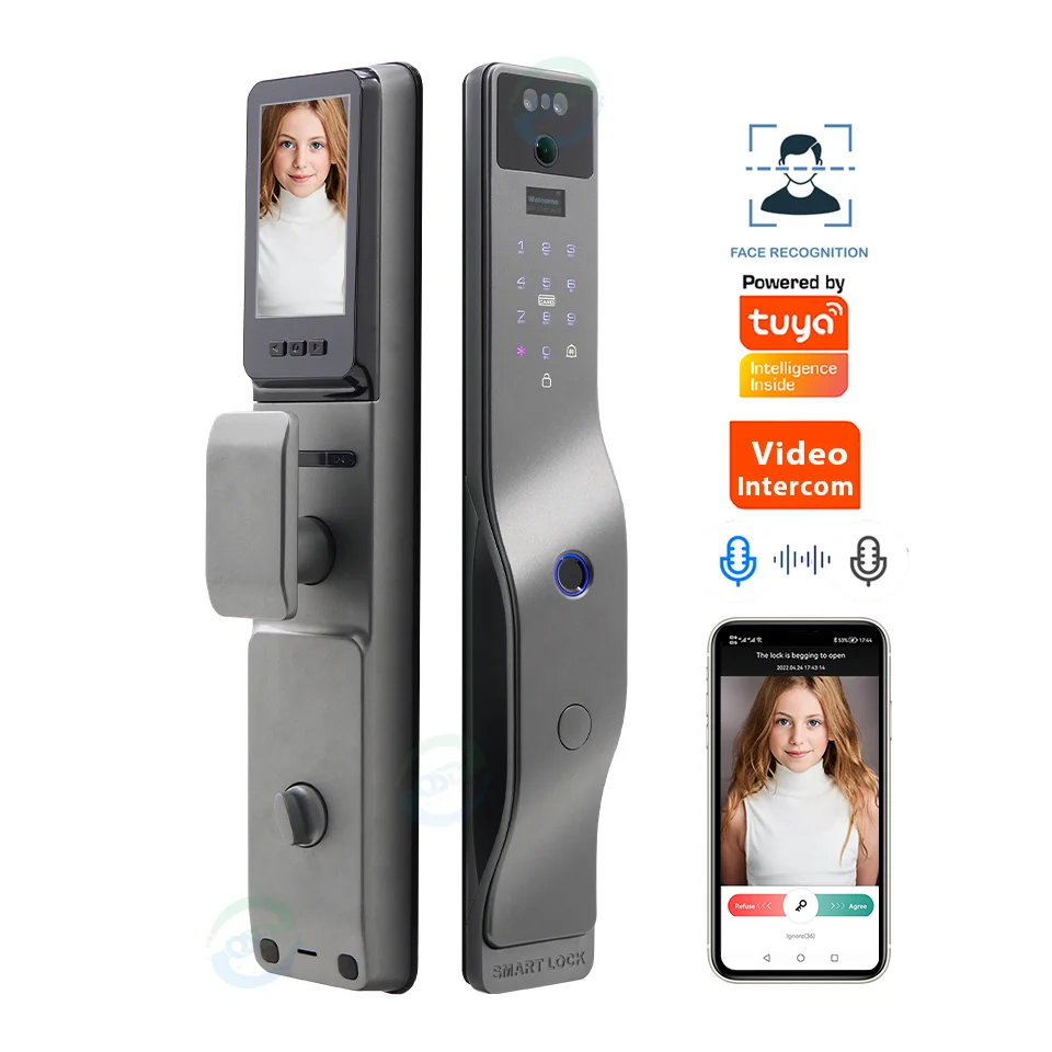 Tuya App Video Call Intercom Smart Camera Door Lock Biometric Fingerprint 3D Face Recognition ...