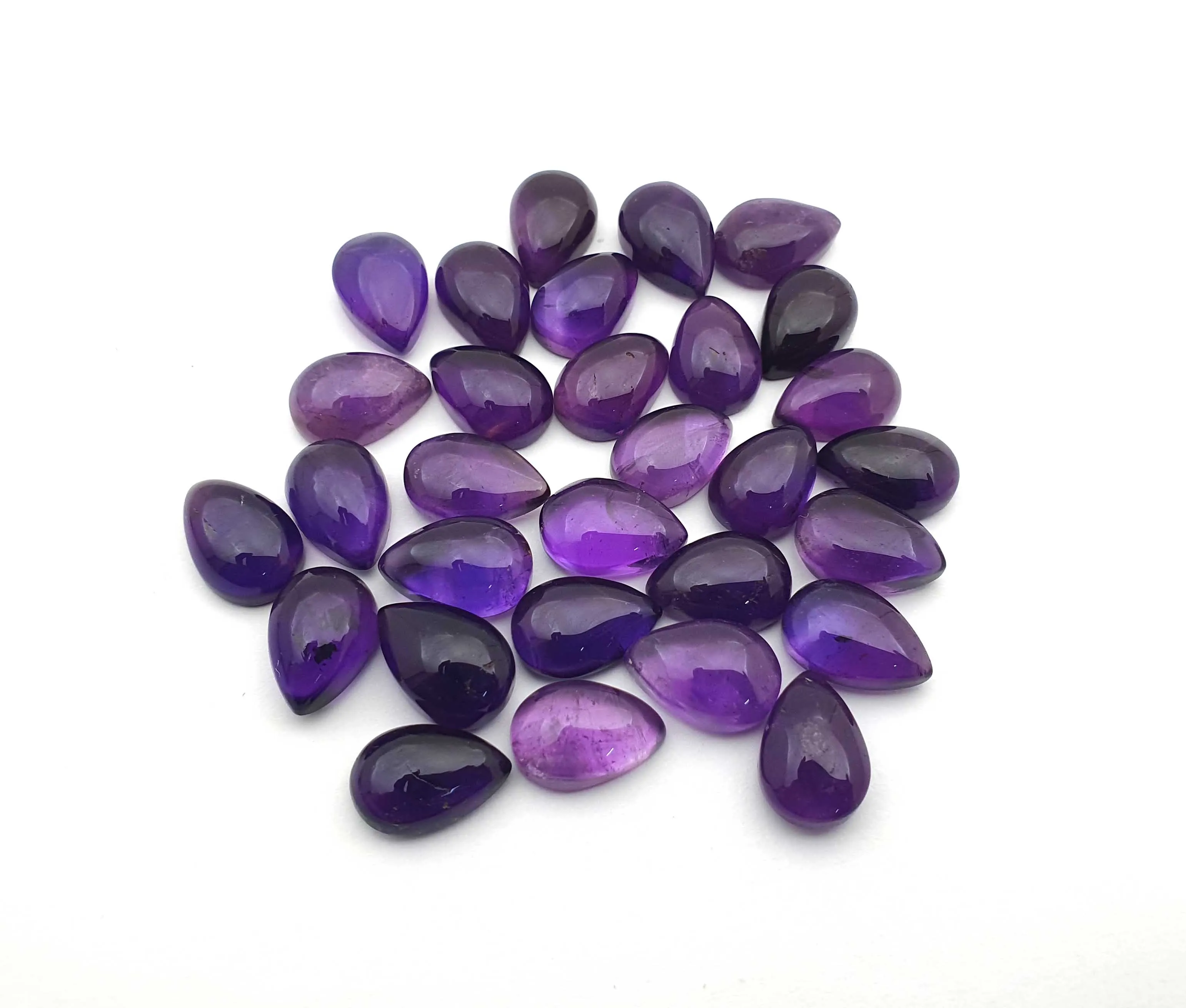 African Amethyst Mix Size Pear Loose Gemstone Cabochon 3x4-15x20 mm Natural Purple Amethyst ...