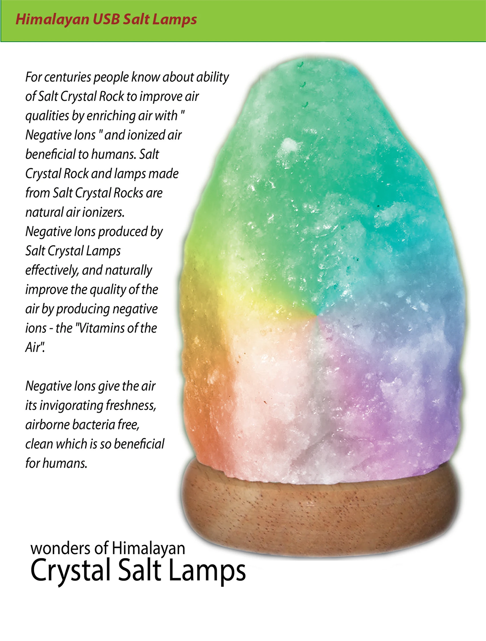 Natural Crystal Himalayan Usb Rock Salt Lamp,8 Charming Colors,Office ...