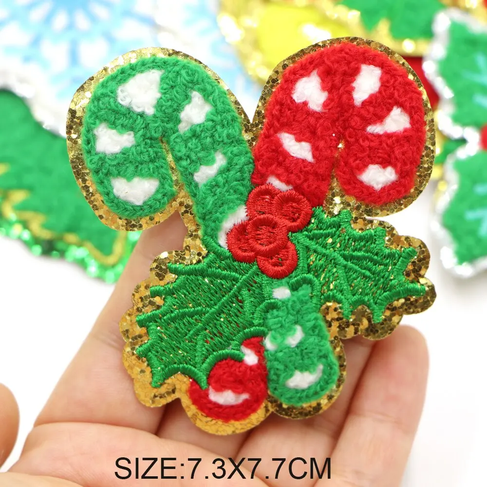 Classic Santa Merry Christmas Chenille Patches Big Iron on Embroidered ...