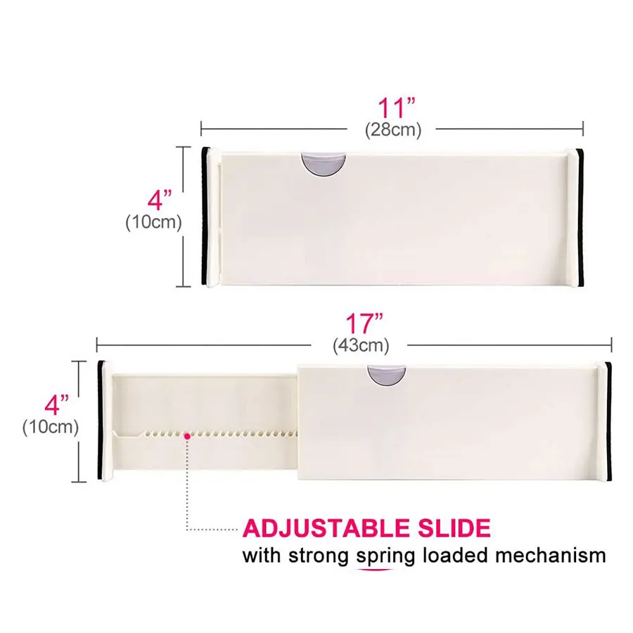 Retractable Plastic Drawer Partition Holders - Adjustable Storage