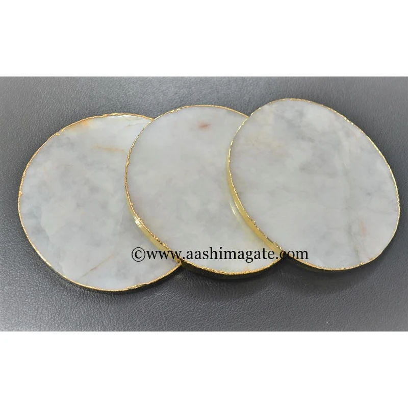 White King Agate Stone Round Coasters Slices With Golden Edge Wholesale ...