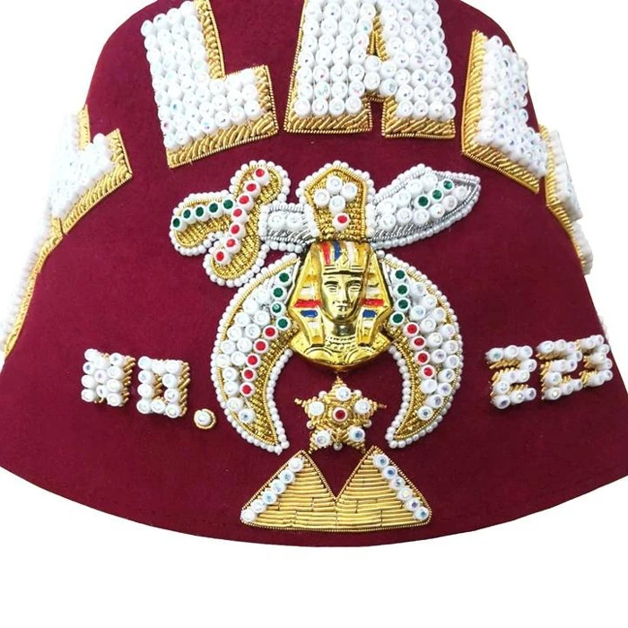 Hand Embroidered Daughter Fez Custom Masonic Fez Hat & Case White Wool ...