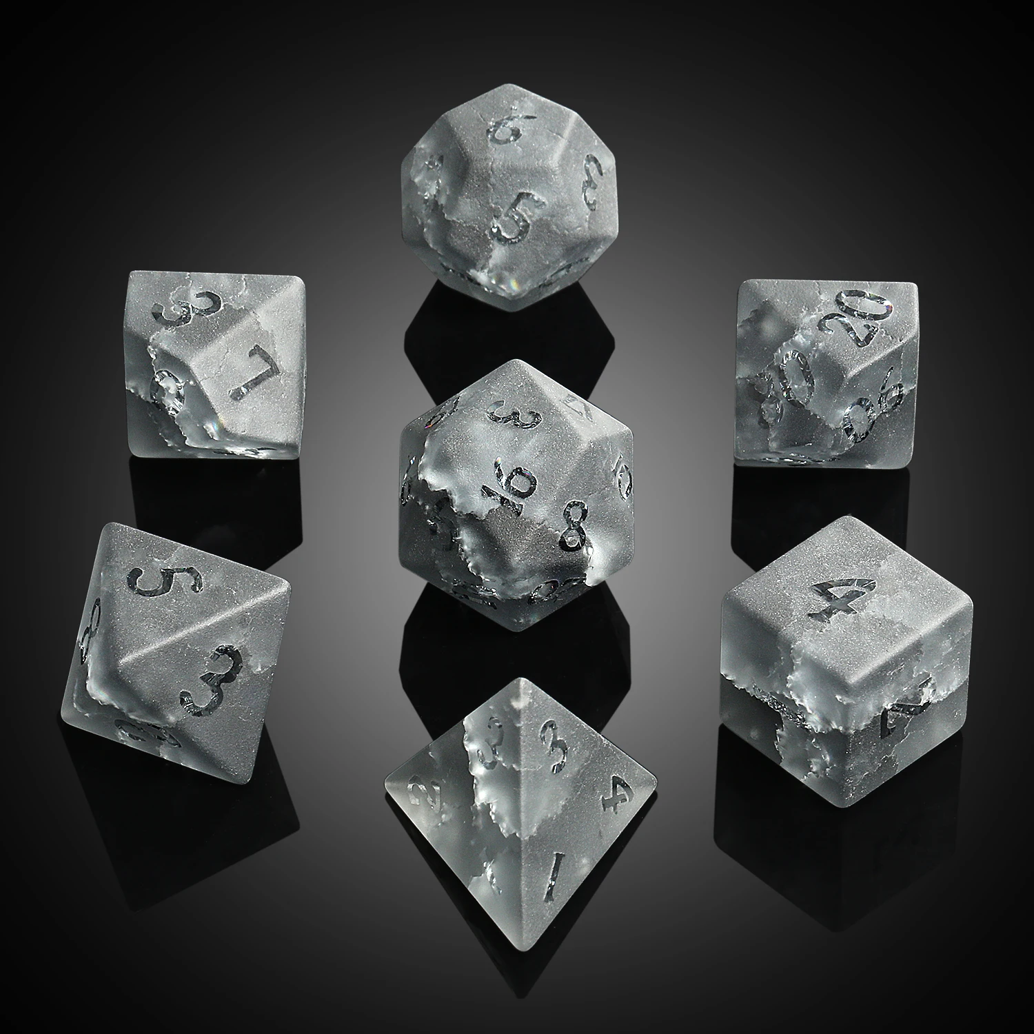 Wholesale Custom DND Dice - Cracked Glass Polyhedral Set