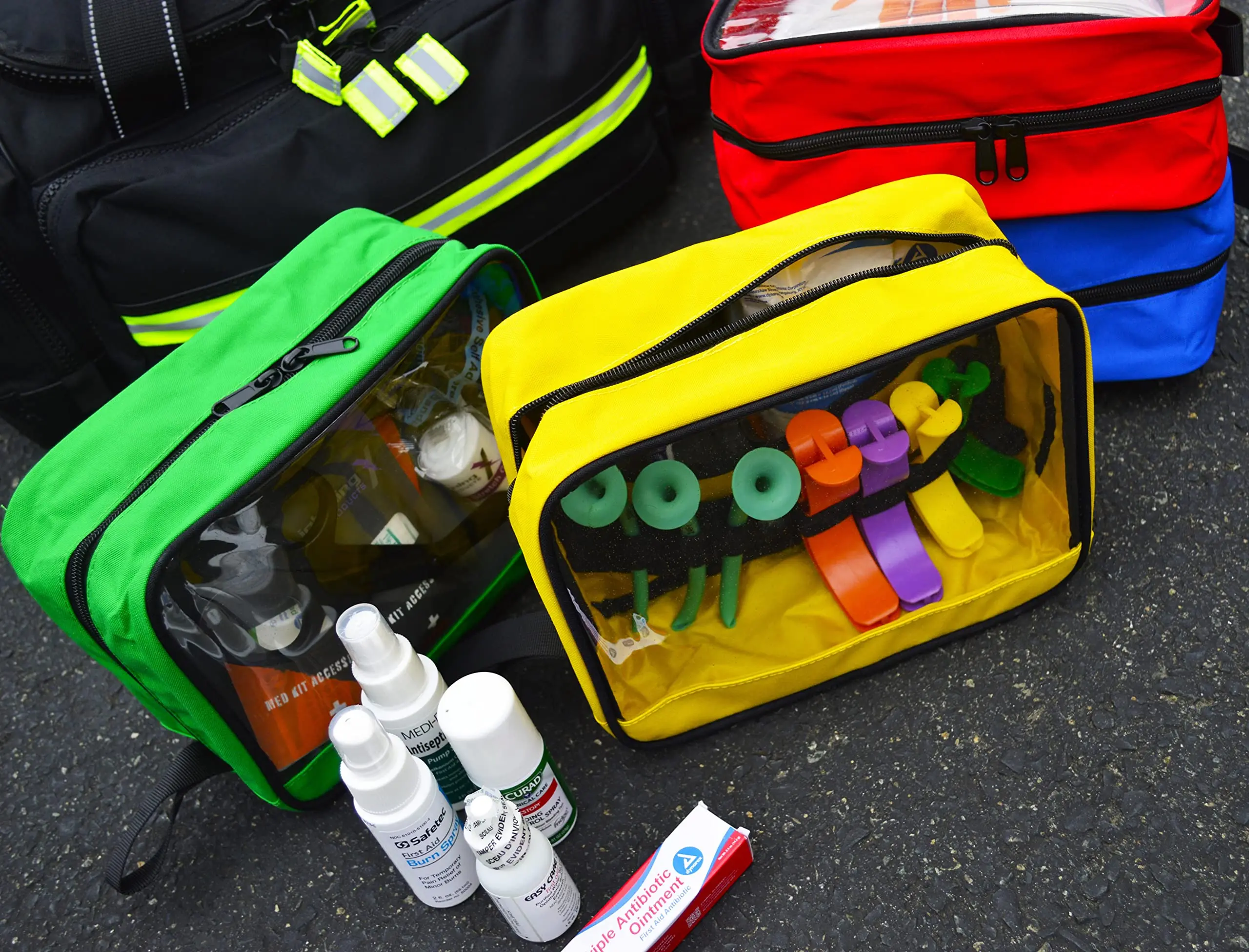 Organizer Color Coded First Aid Bag with Transparent Outer Pocket for ...