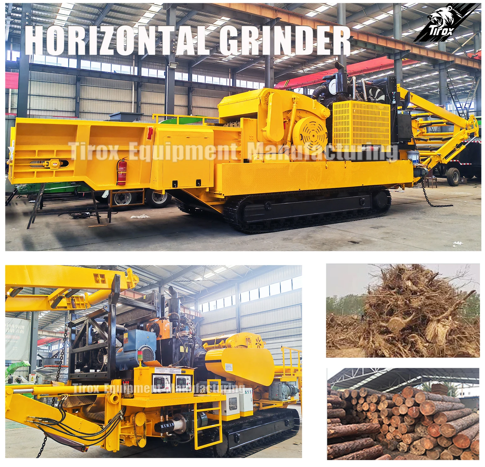 Wood Horizontal Machine Tree Chipper Big Tree Shredder Crusher Pallets ...