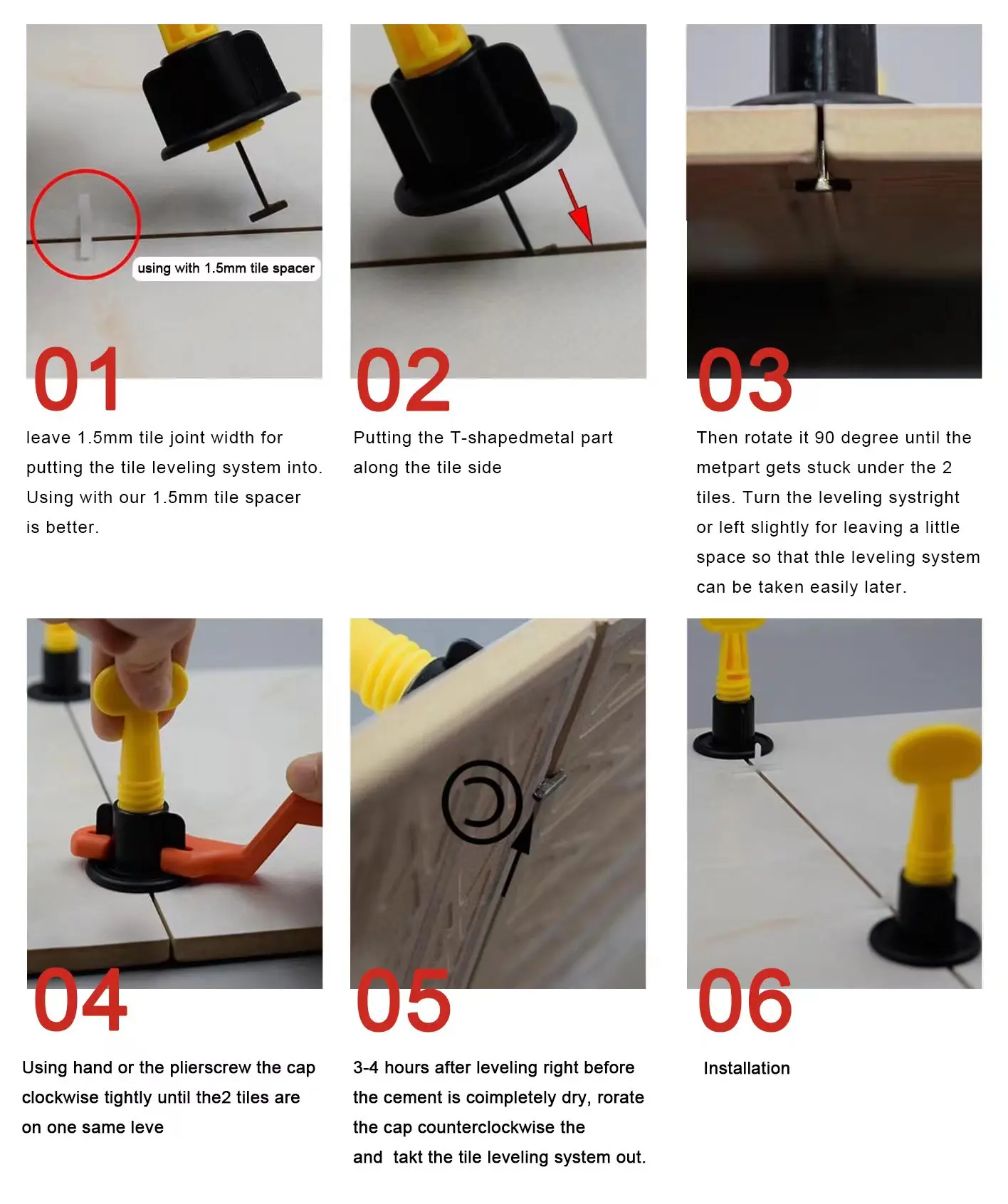 Reusable Tile Levelling System Porcelain Leveler Tile Leveling System Clips T Shape Reusable