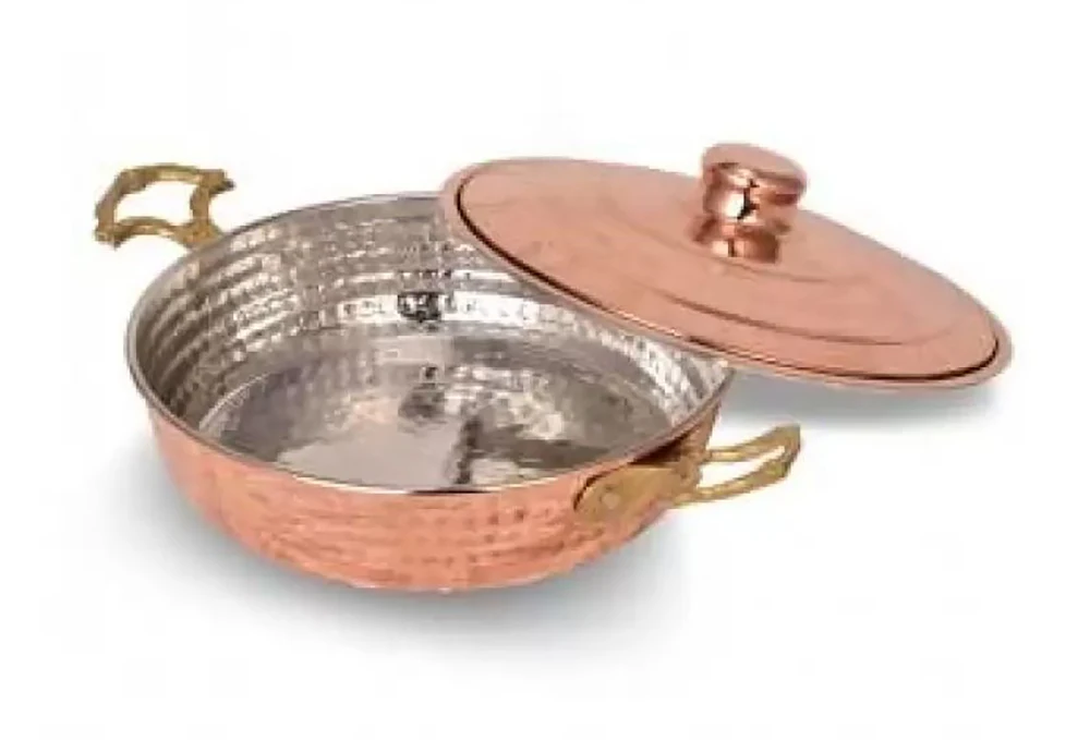 Handmade Hand Hammered Copper Emirgan Pan With Lid Honeycomb,Omelette ...