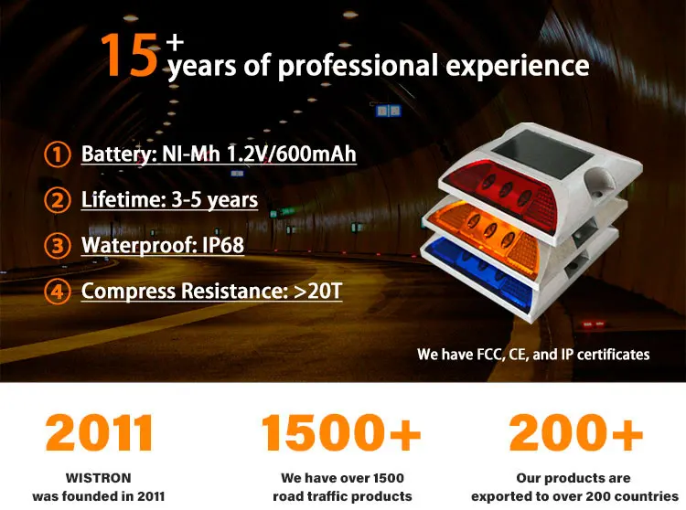 Aluminum Road Reflectors IP68 for Sidewalks - Solar LED